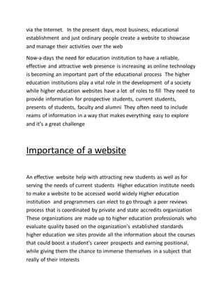 Need and importance of website, educational CD's& learning Module | DOCX