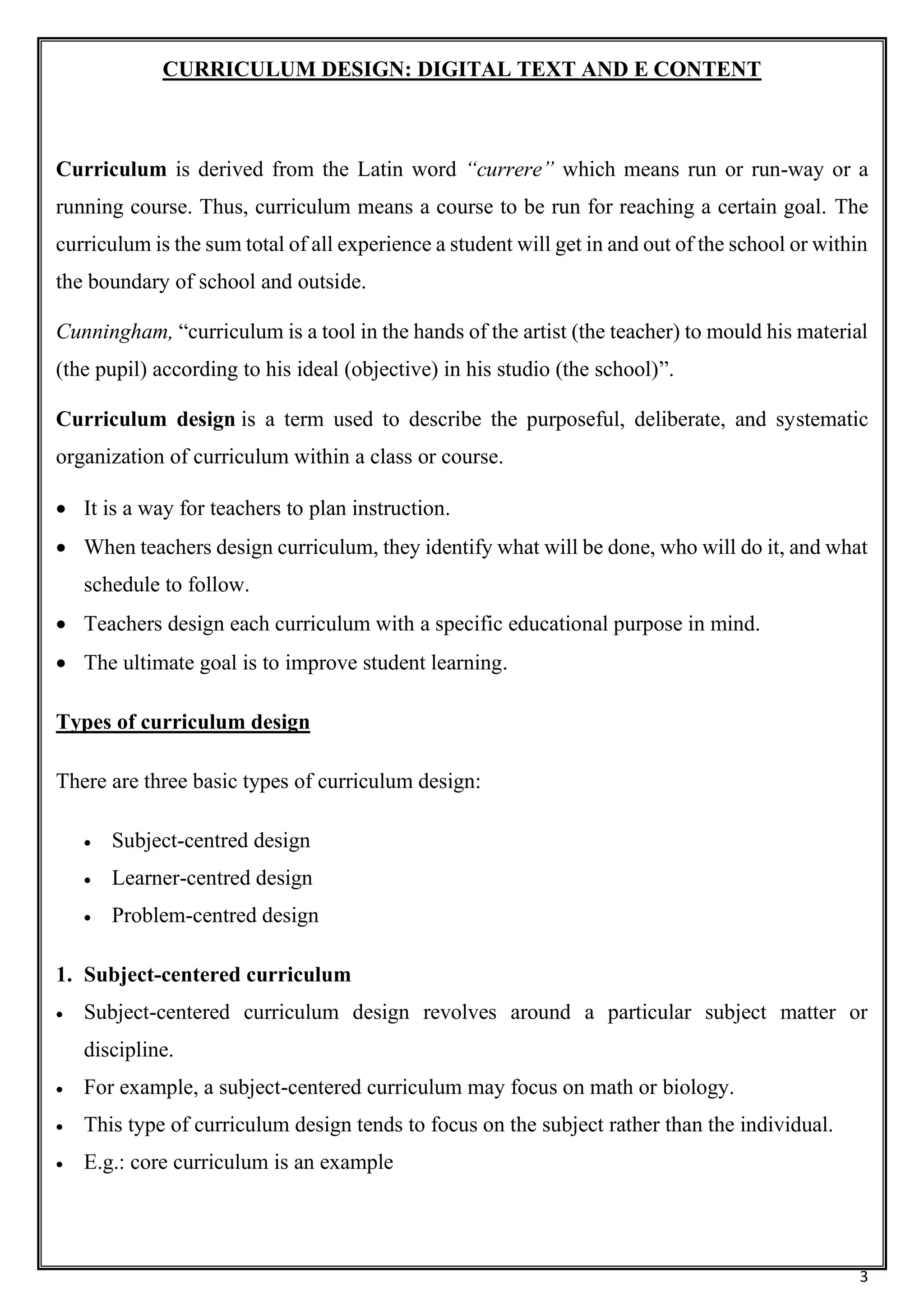 Curriculum Design: Digital text and E-Content | PDF