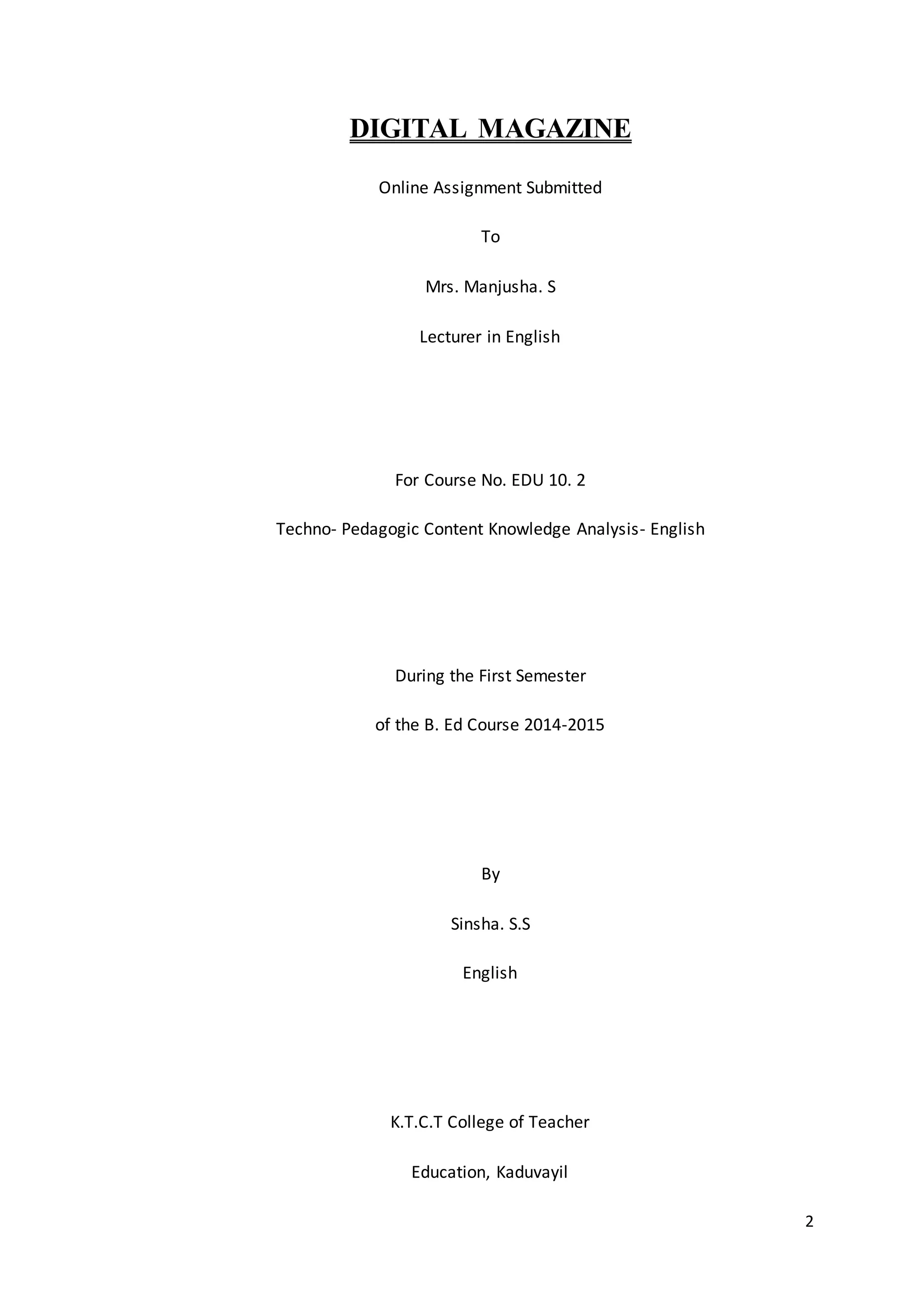 OnlineAssignment on Digital Magazine | PDF