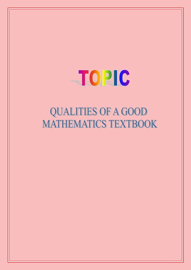 Qualities of a Good Mathematics Text Book | DOCX