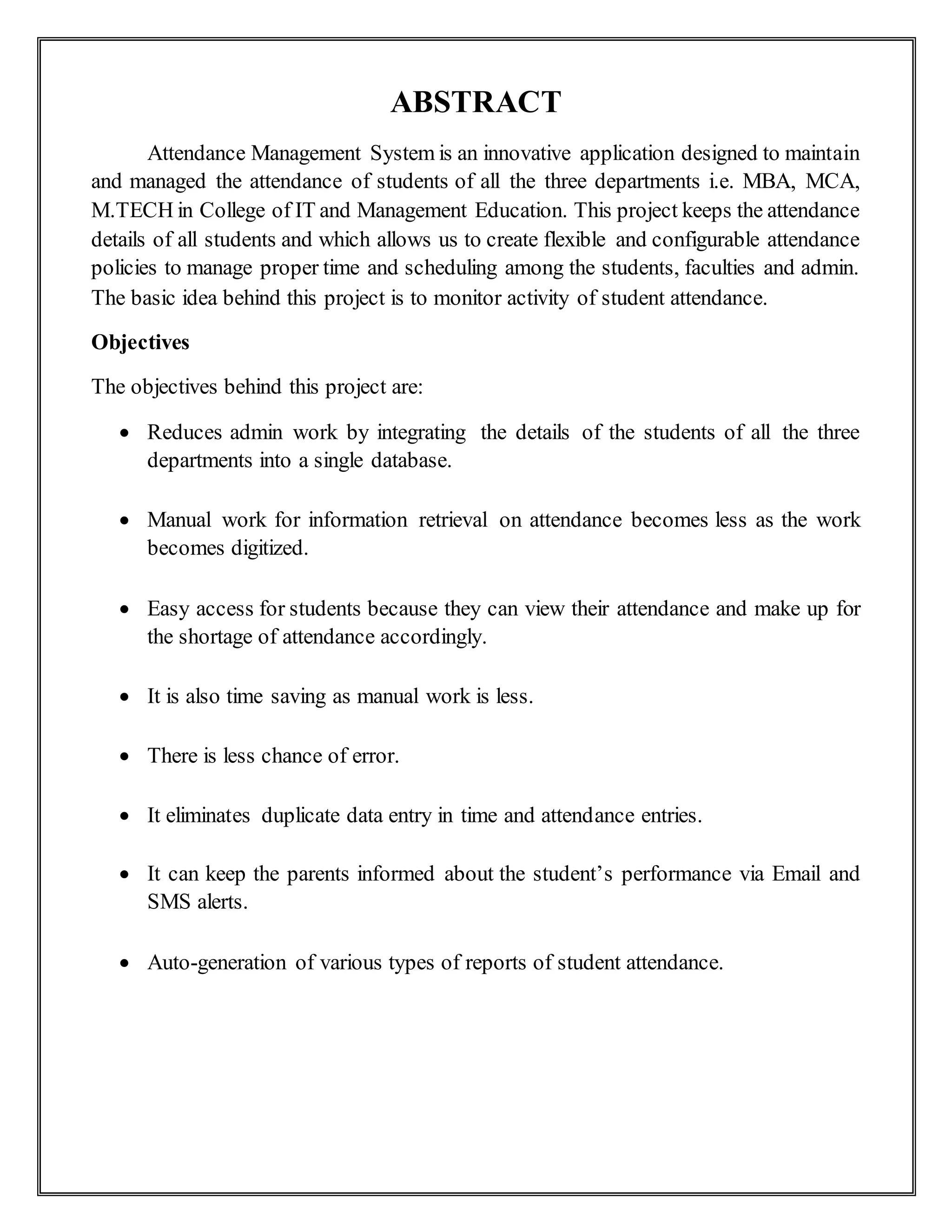 Online attendance management system | DOCX