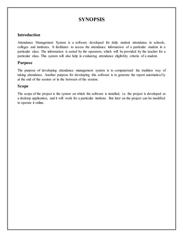 Online attendance management system | DOCX