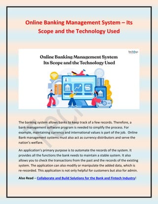 Online Banking Management System – Its Scope and the Technology Used. | PDF