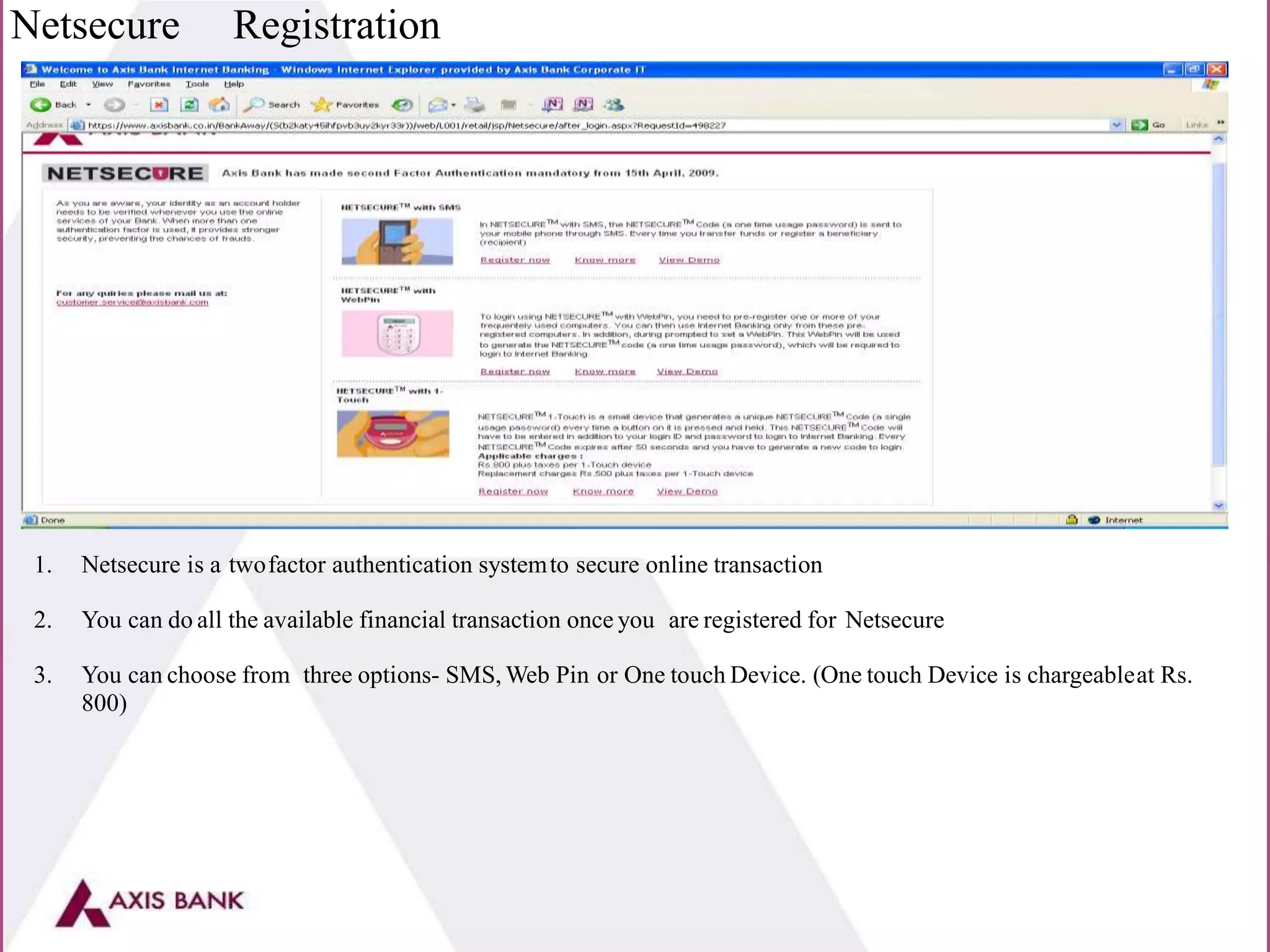 E banking of axis bank | PPTX