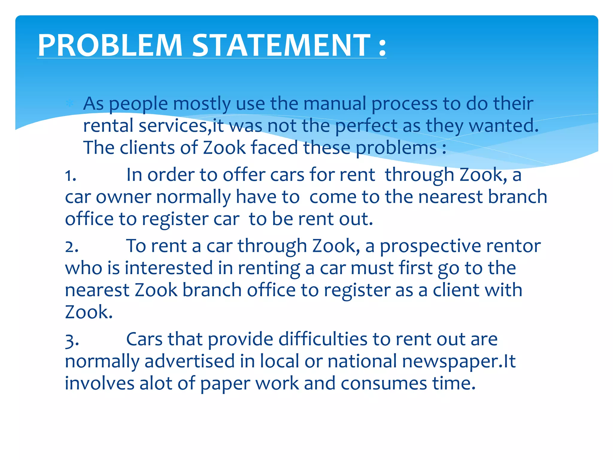 Zook Car Rental System Project | PPTX