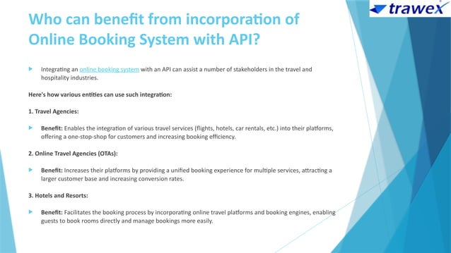 Online Booking API Trawex Technologies.pptx | Web Development | Internet
