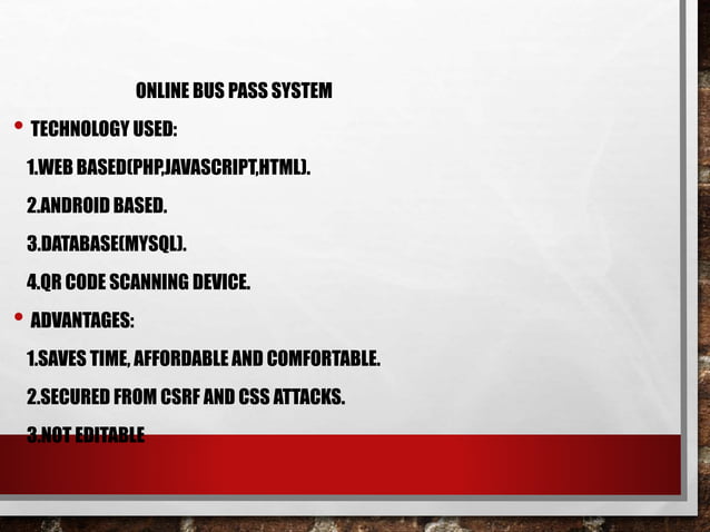 Online bus pass management system | PPTX | Web Development | Internet