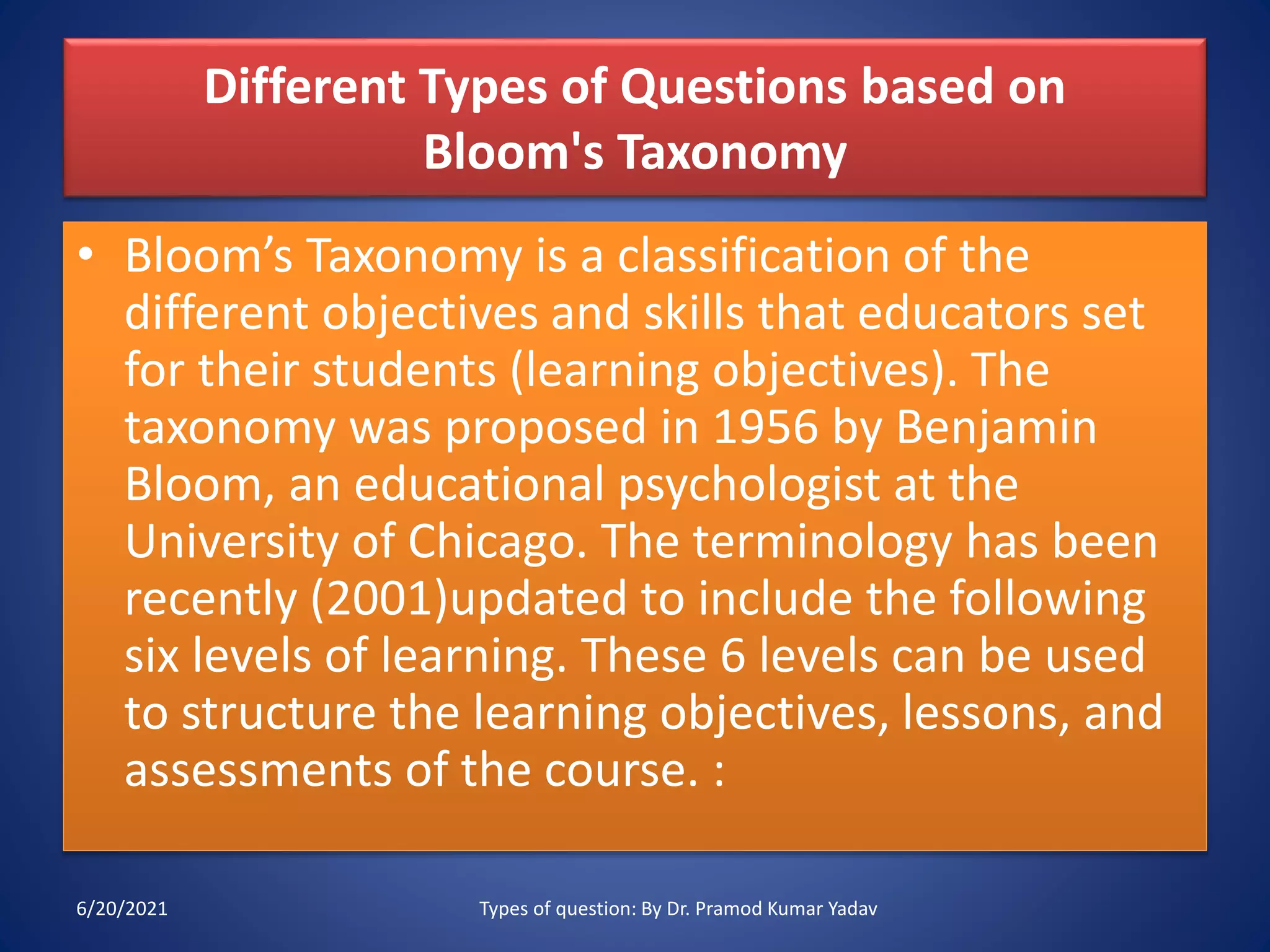 Types of Questions based o RBT | PPTX