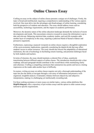 Online Classes Essay. Keene State College | PDF