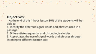 Online Class sample ppt for Sequencing of events and chronological ...