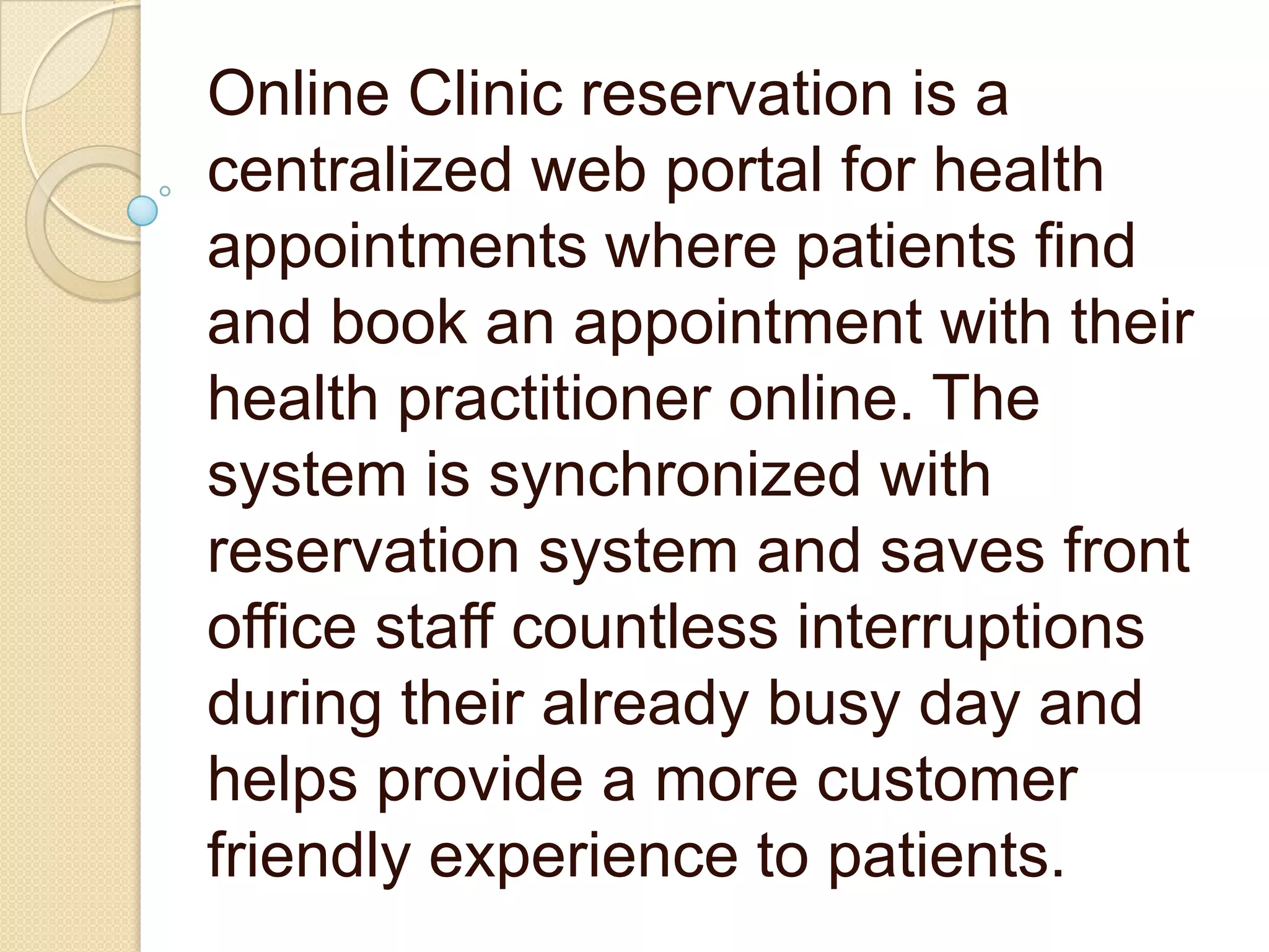 Online clinic reservation | PPTX