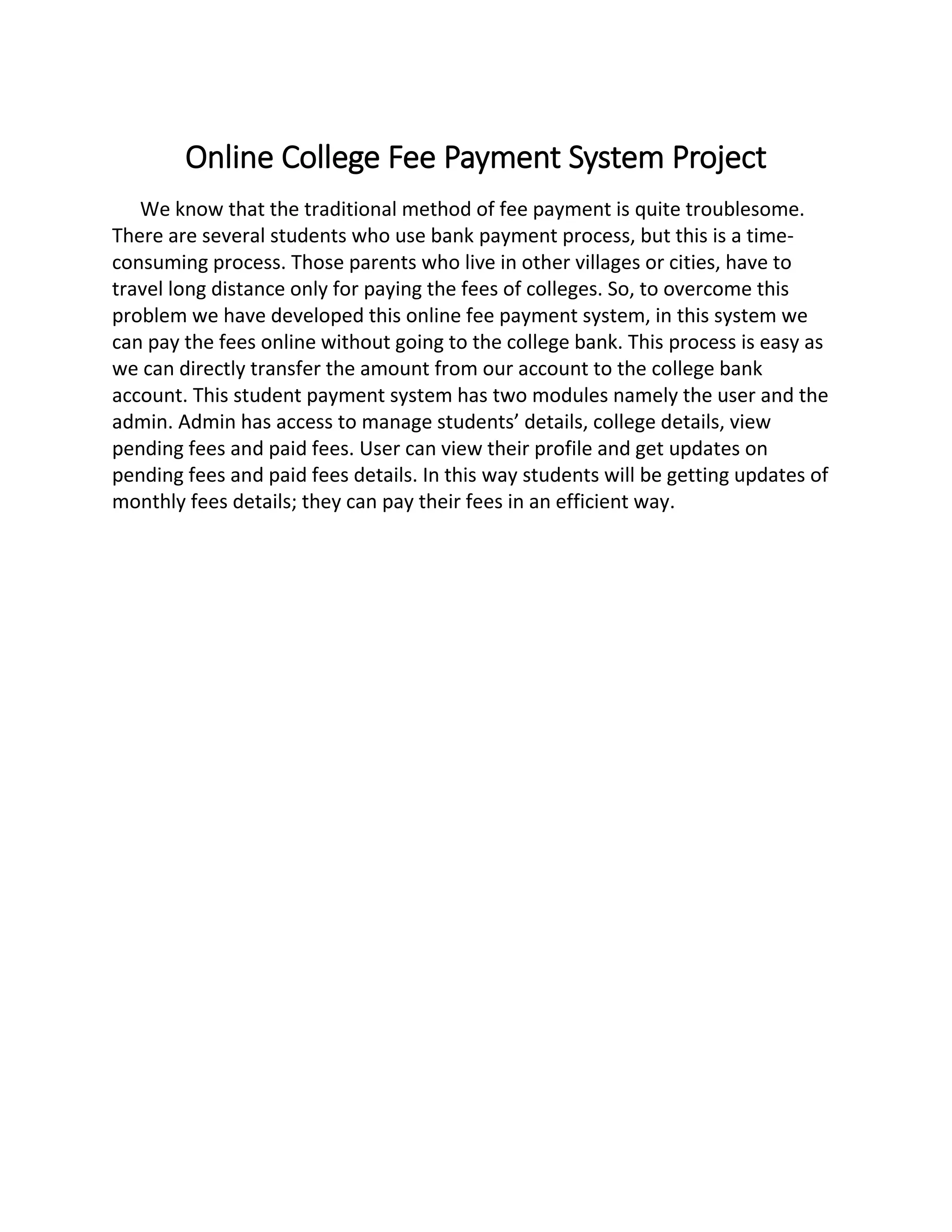 Online College Fee Payment System Project.doc