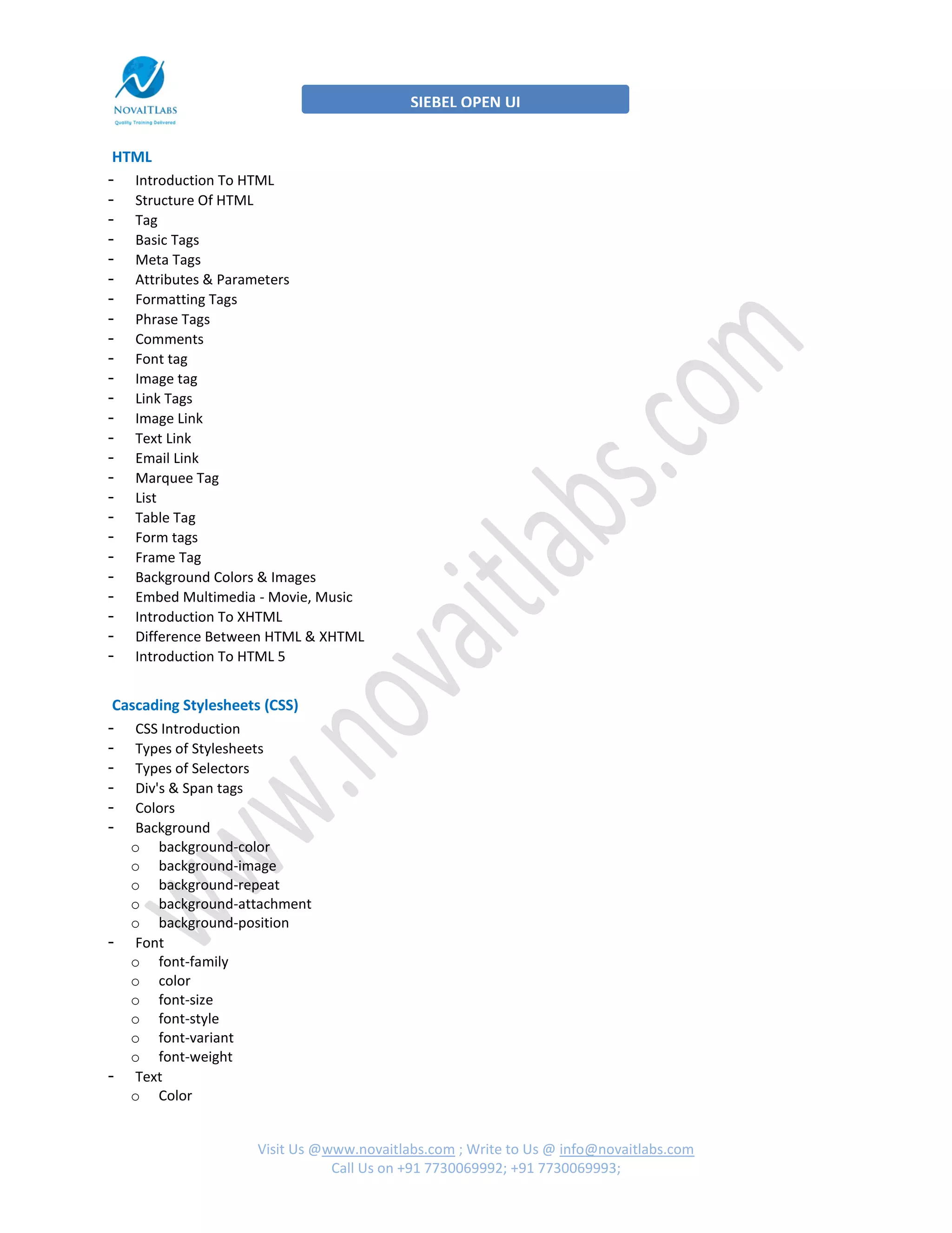 Online course content siebel open ui | PDF