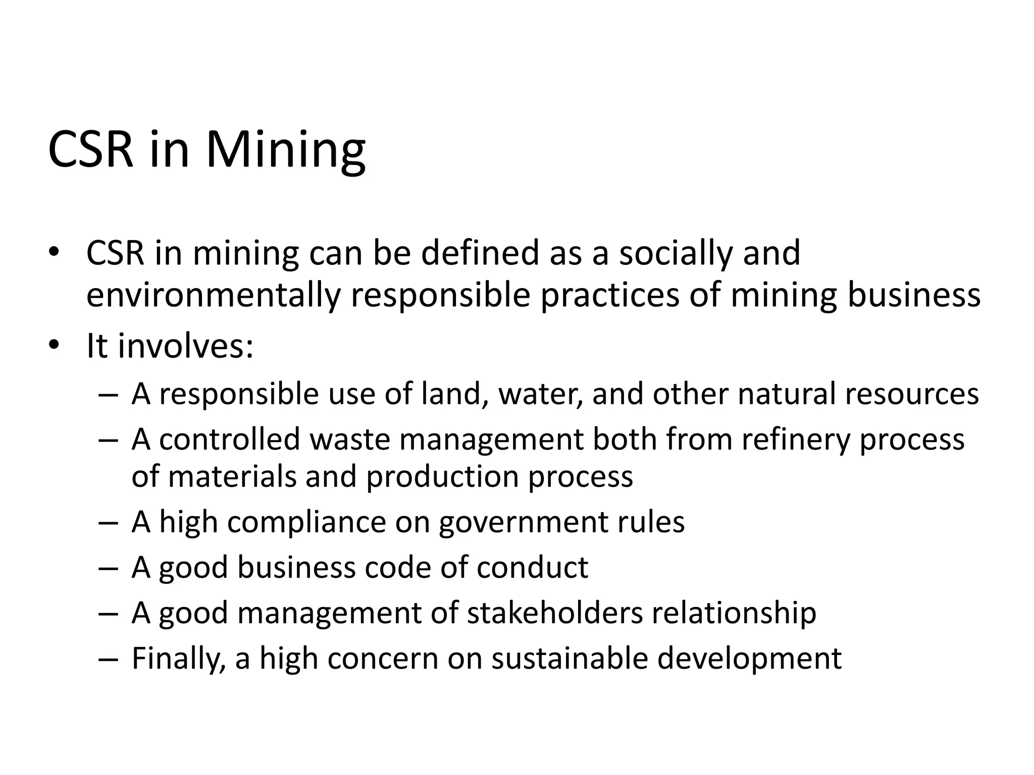 Online Course CSR in Mining for Sustainability | PPT