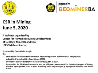 Online Course CSR in Mining for Sustainability | PPT