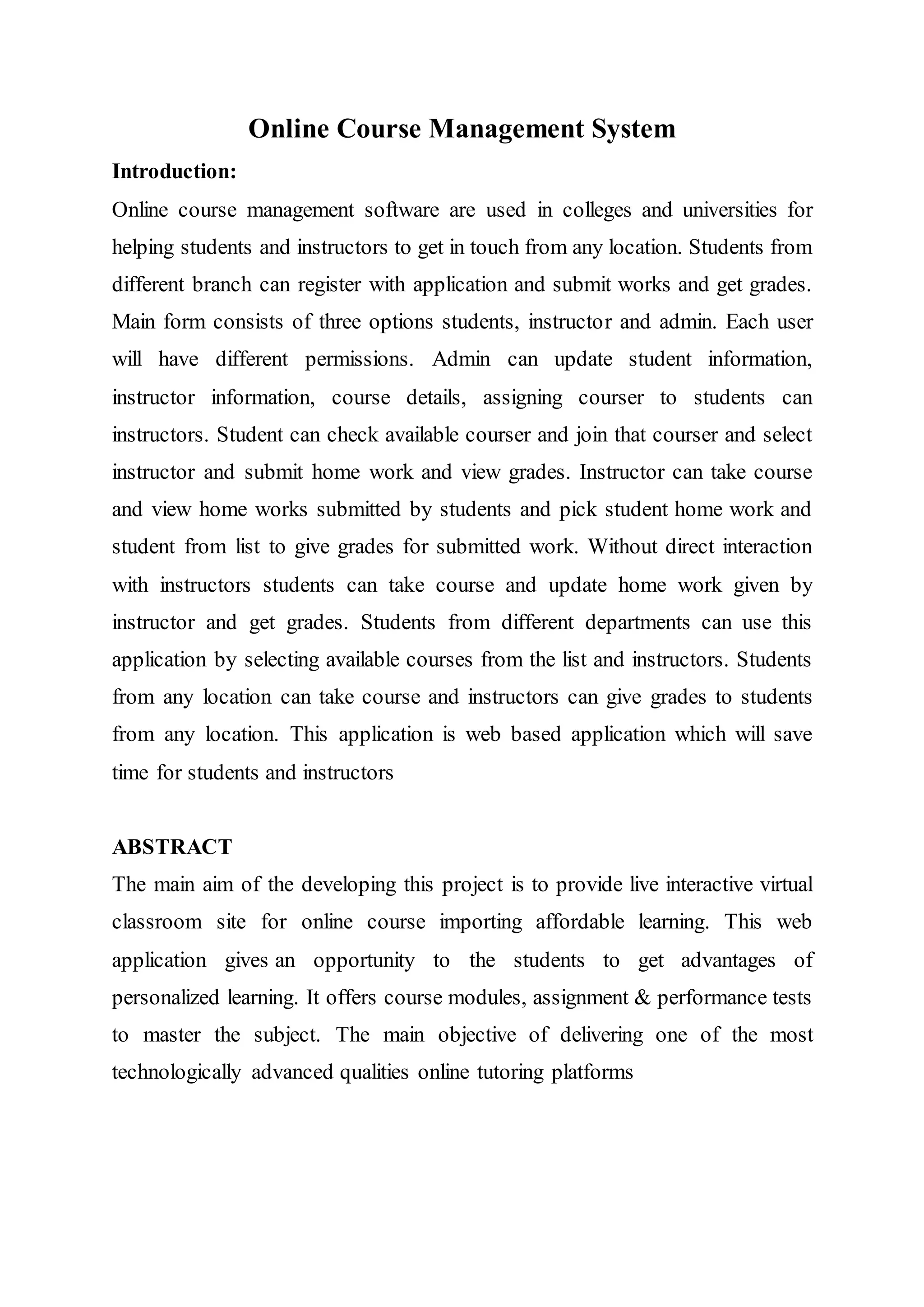 Online course management system | PDF | Free Download