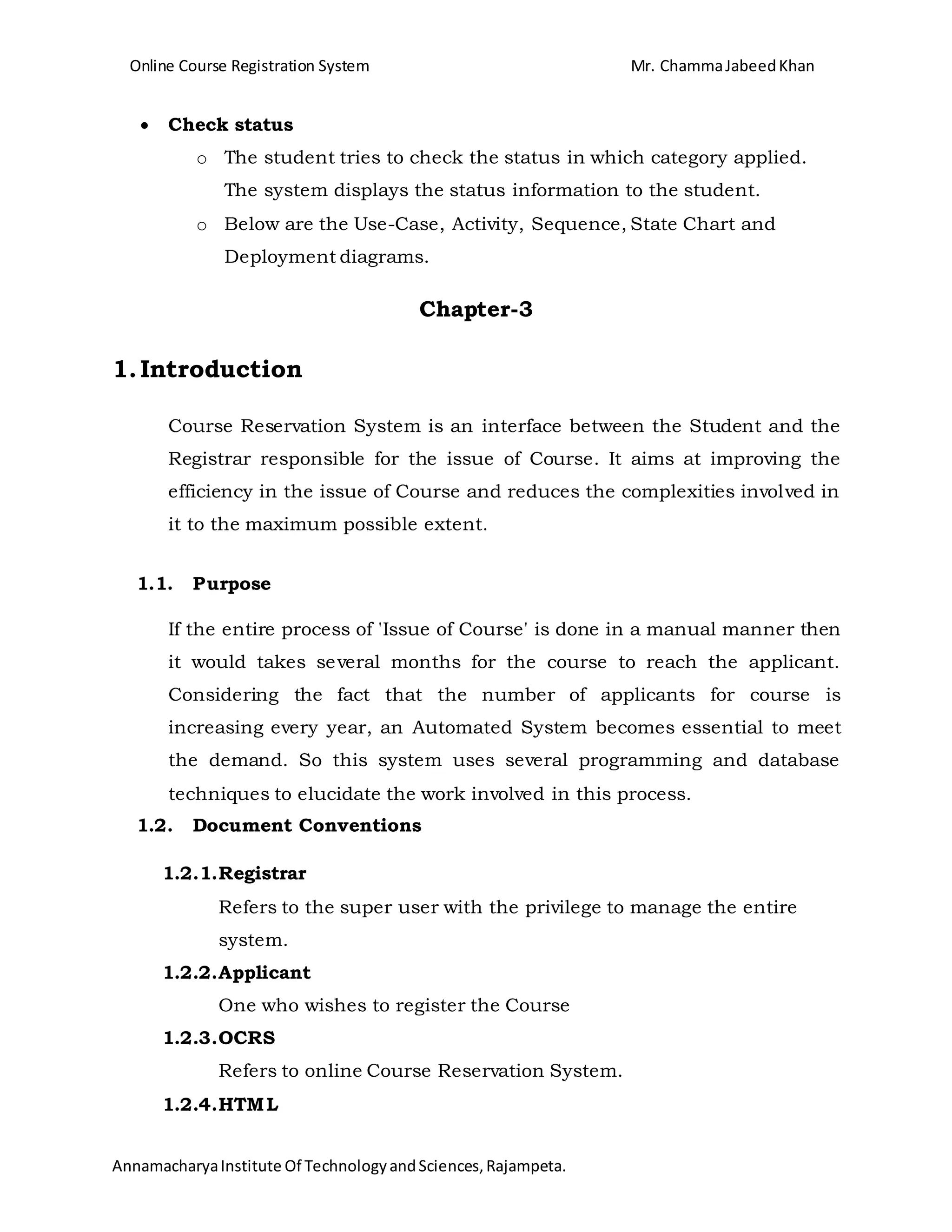 Online course reservation system | DOCX