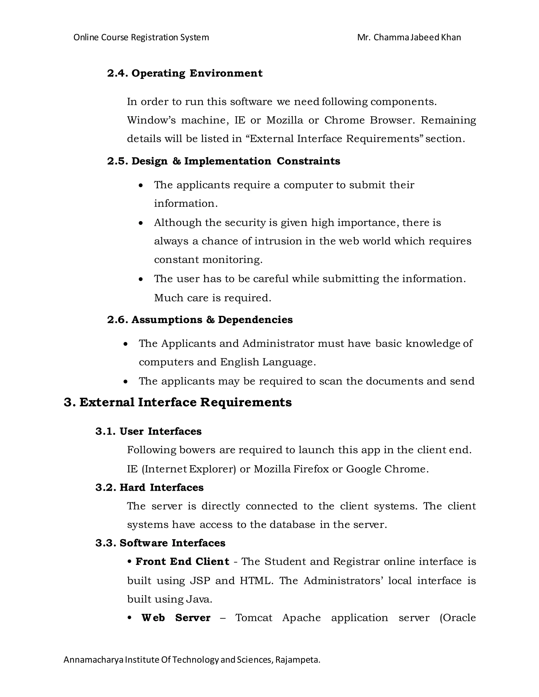 Online course reservation system | DOCX