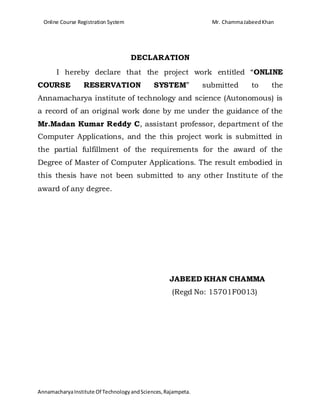 Online course reservation system | DOCX