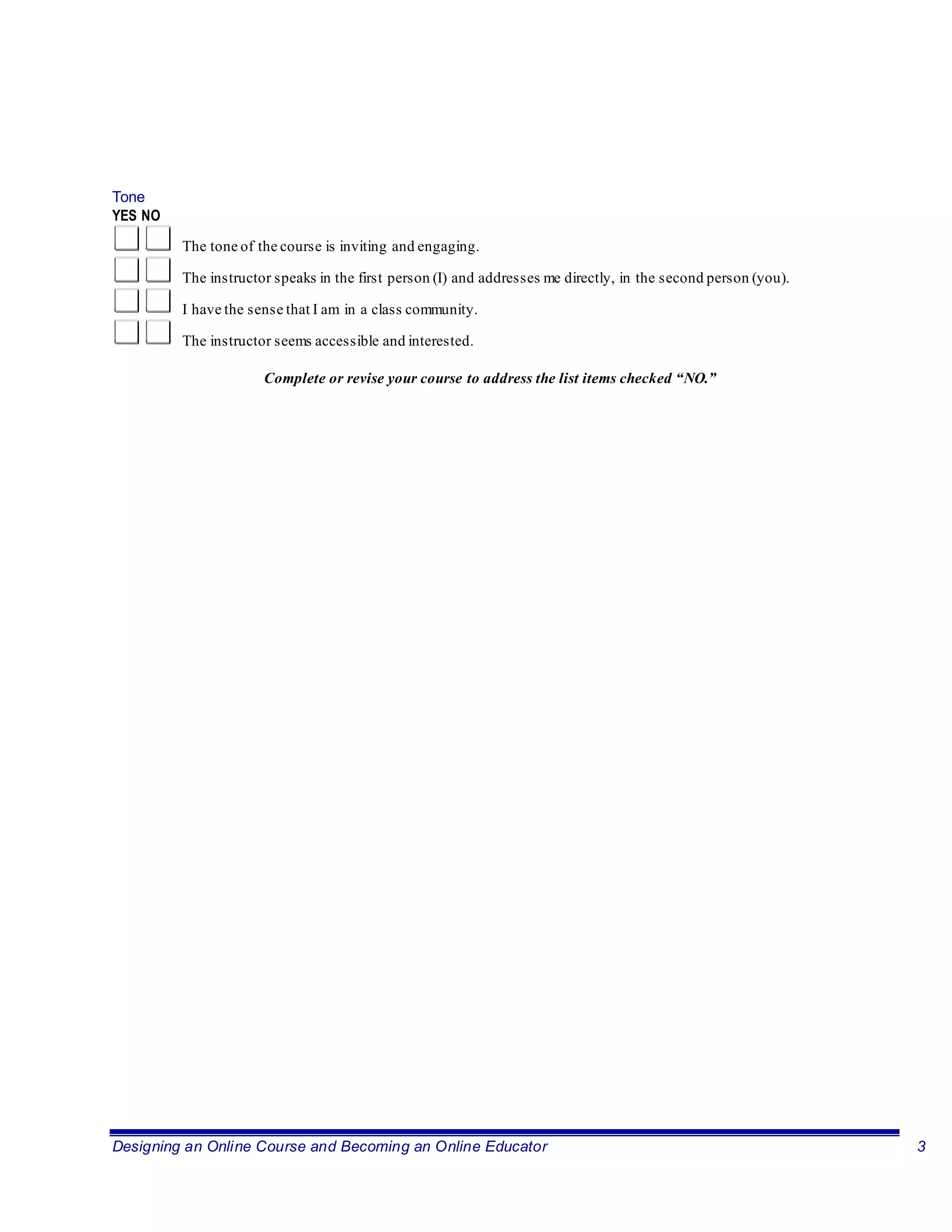 Online Course Review Checklist | DOCX