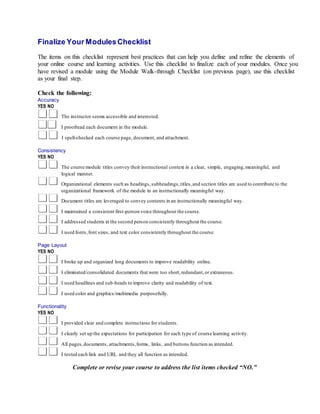 Online Course Review Checklist | DOCX