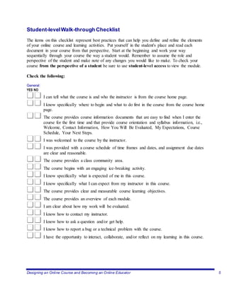 Online Course Review Checklist | DOCX