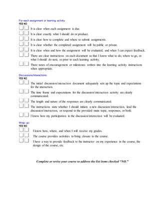 Online Course Review Checklist | DOCX
