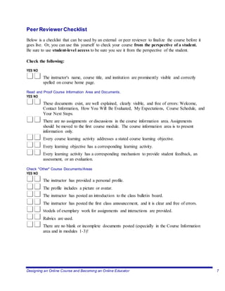 Online Course Review Checklist | DOCX