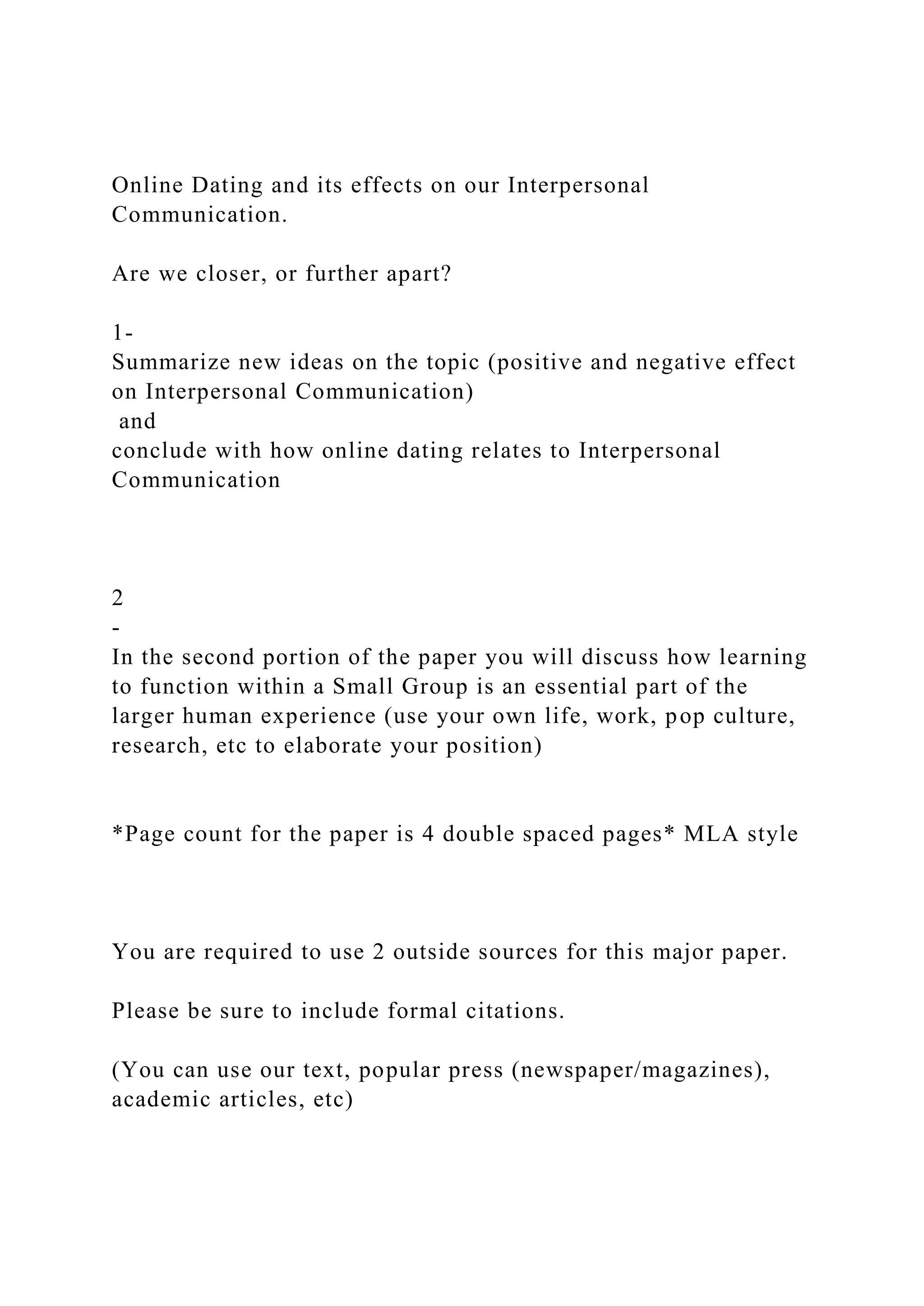 Online Dating and its effects on our Interpersonal Communication..docx