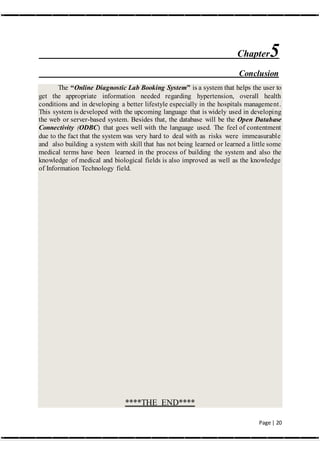 Online diagnostic lab booking system project report | DOCX