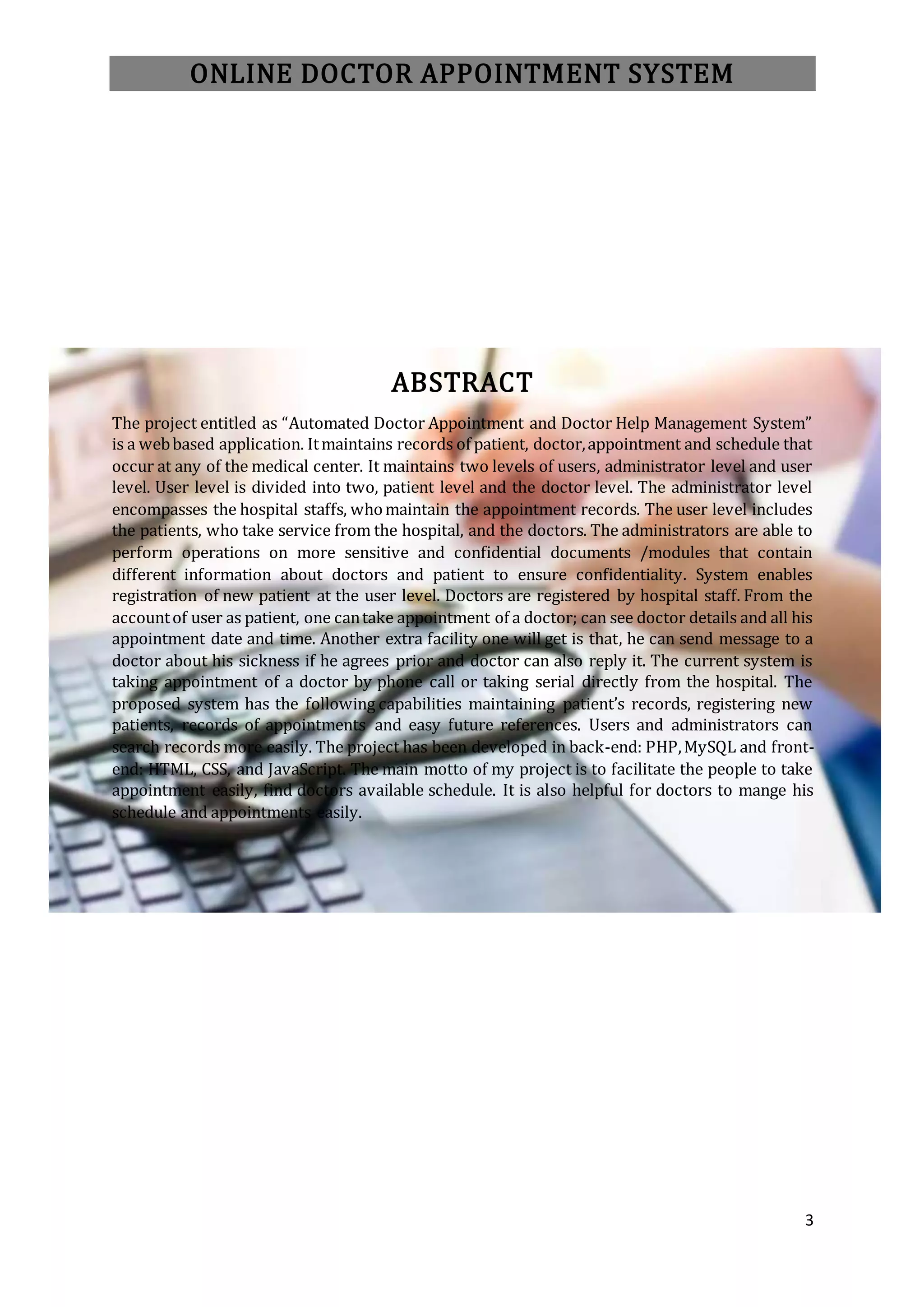 Online doctor appointment | DOCX