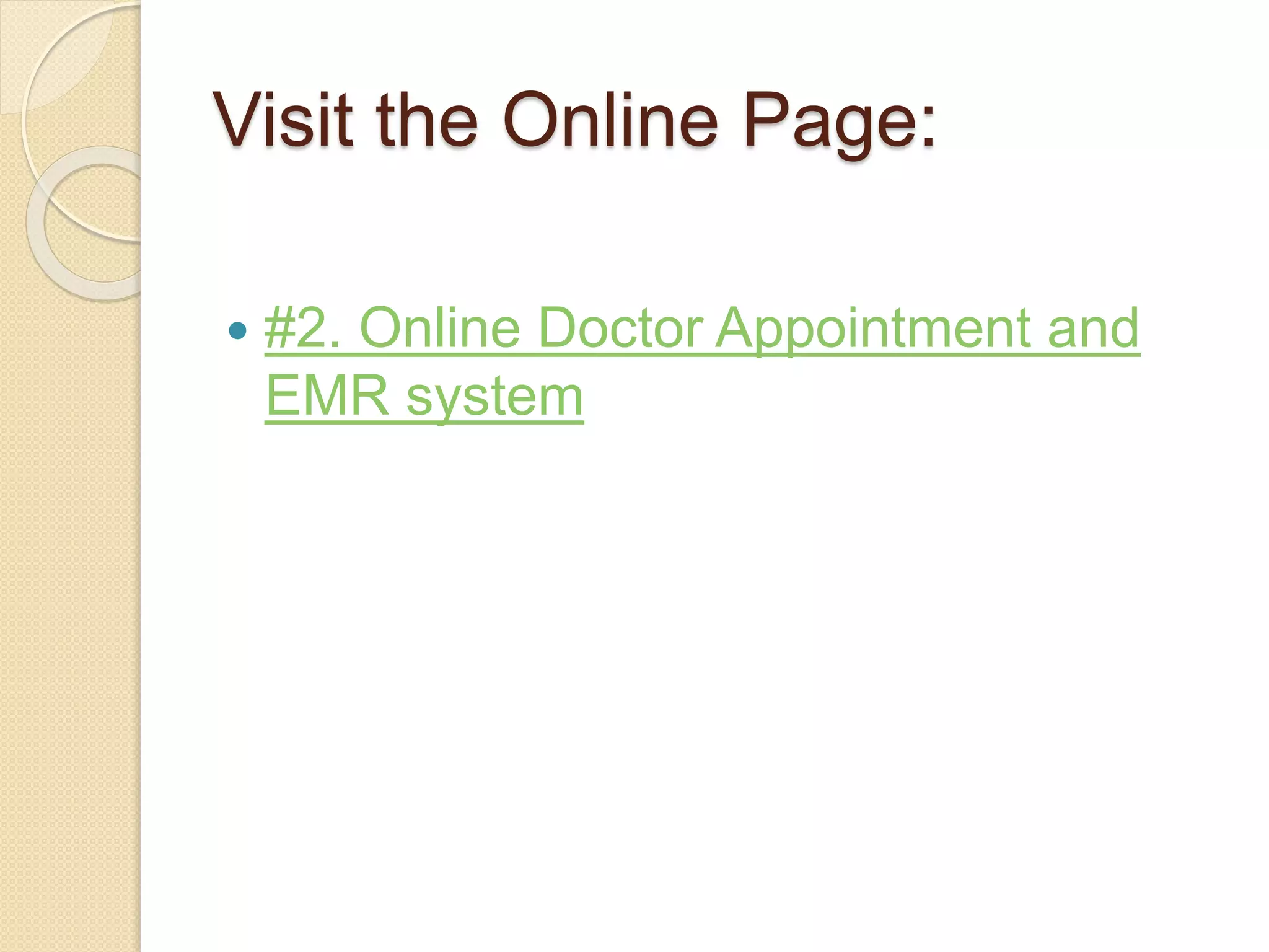 Online doctor appointment and emr system | PPTX