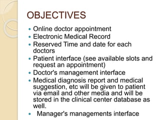 Online doctor appointment and emr system | PPTX