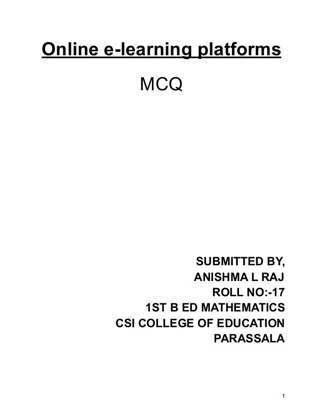 Online e learning platforms(mcq) | PDF