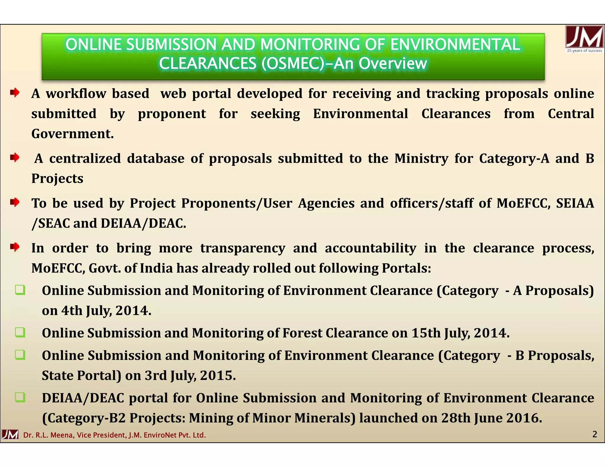 Online EC application submission process by Dr. RL Meena | PDF