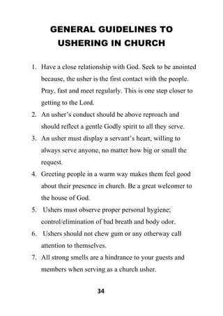 Church Usher Rules