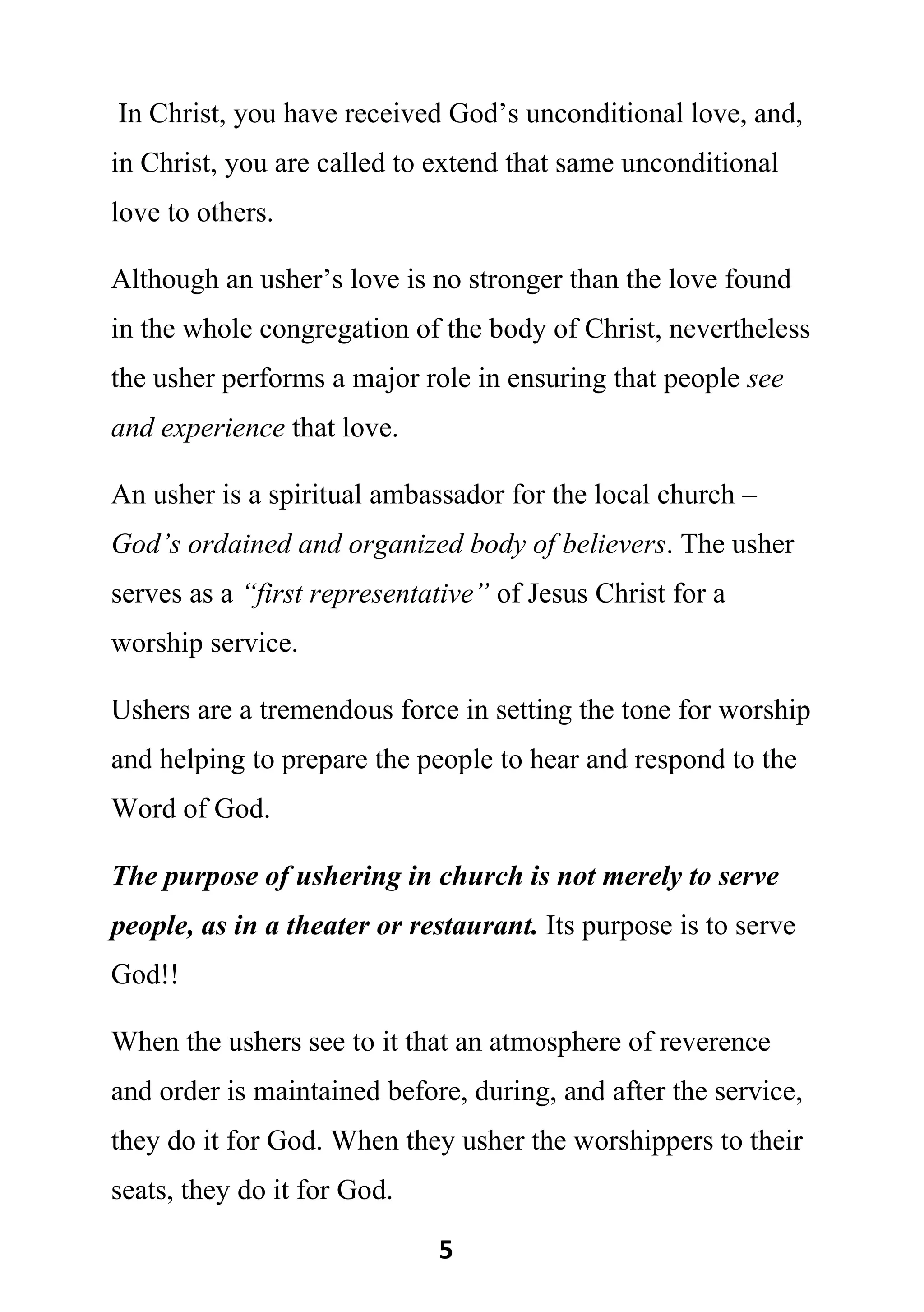 THE ART OF EFFECTIVE CHURCH USHERING TRAINING MANUAL | PDF
