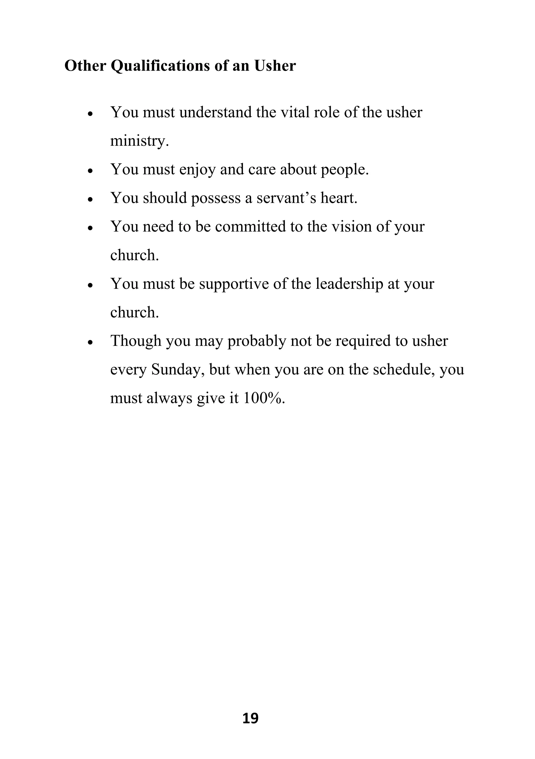 THE ART OF EFFECTIVE CHURCH USHERING TRAINING MANUAL | PDF