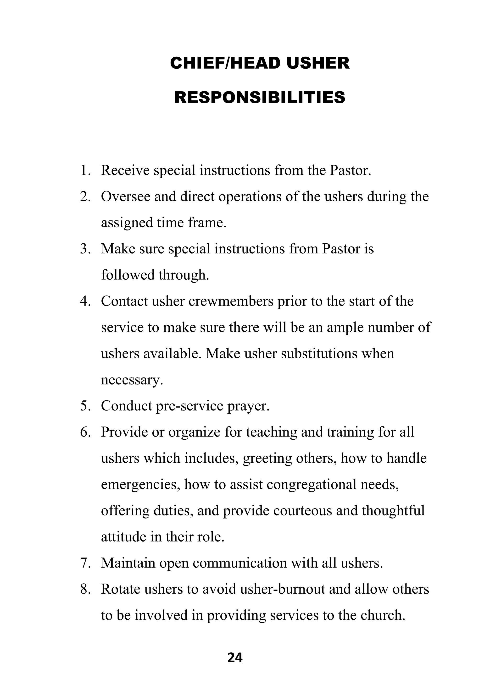 THE ART OF EFFECTIVE CHURCH USHERING TRAINING MANUAL | PDF