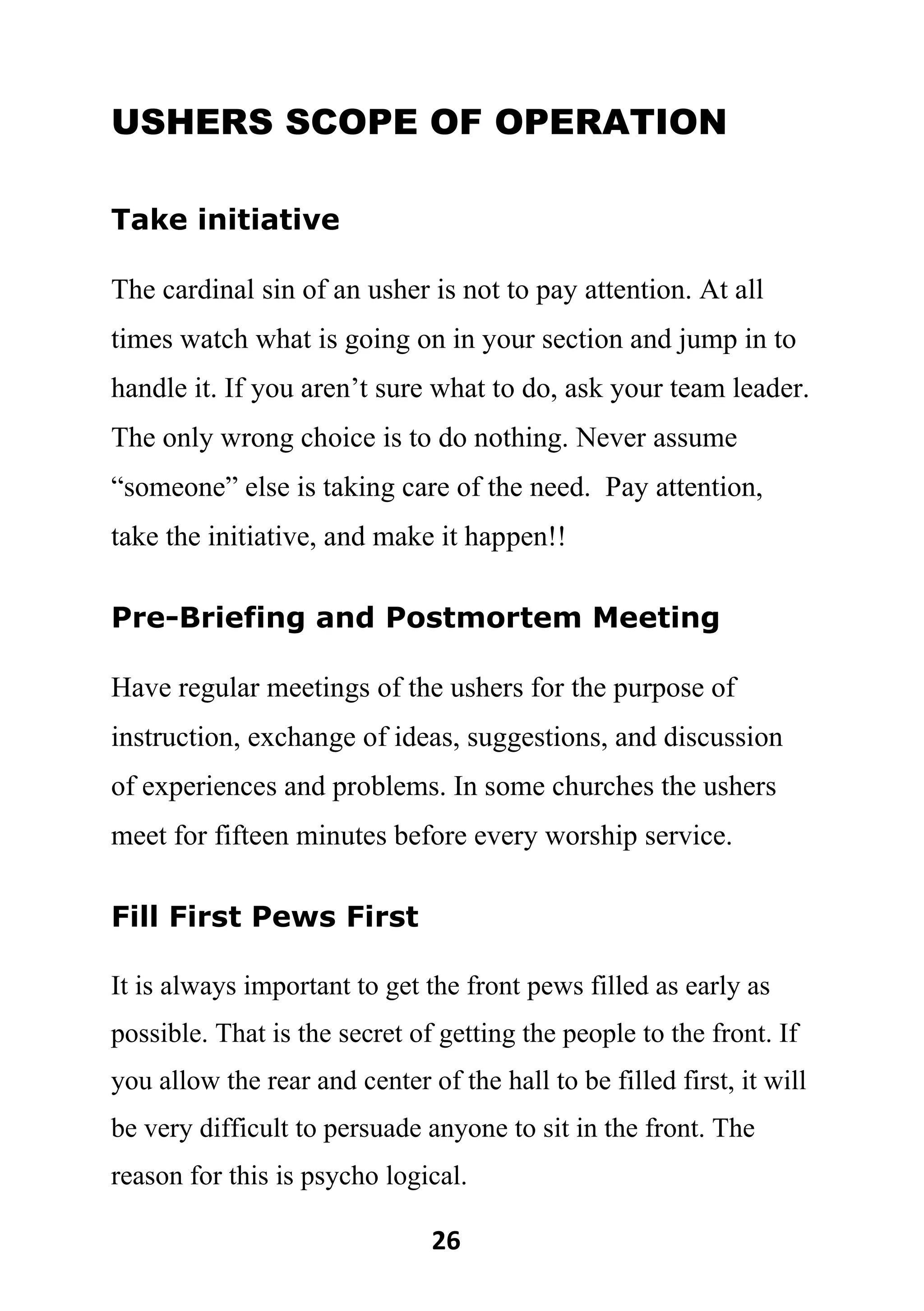 THE ART OF EFFECTIVE CHURCH USHERING TRAINING MANUAL | PDF