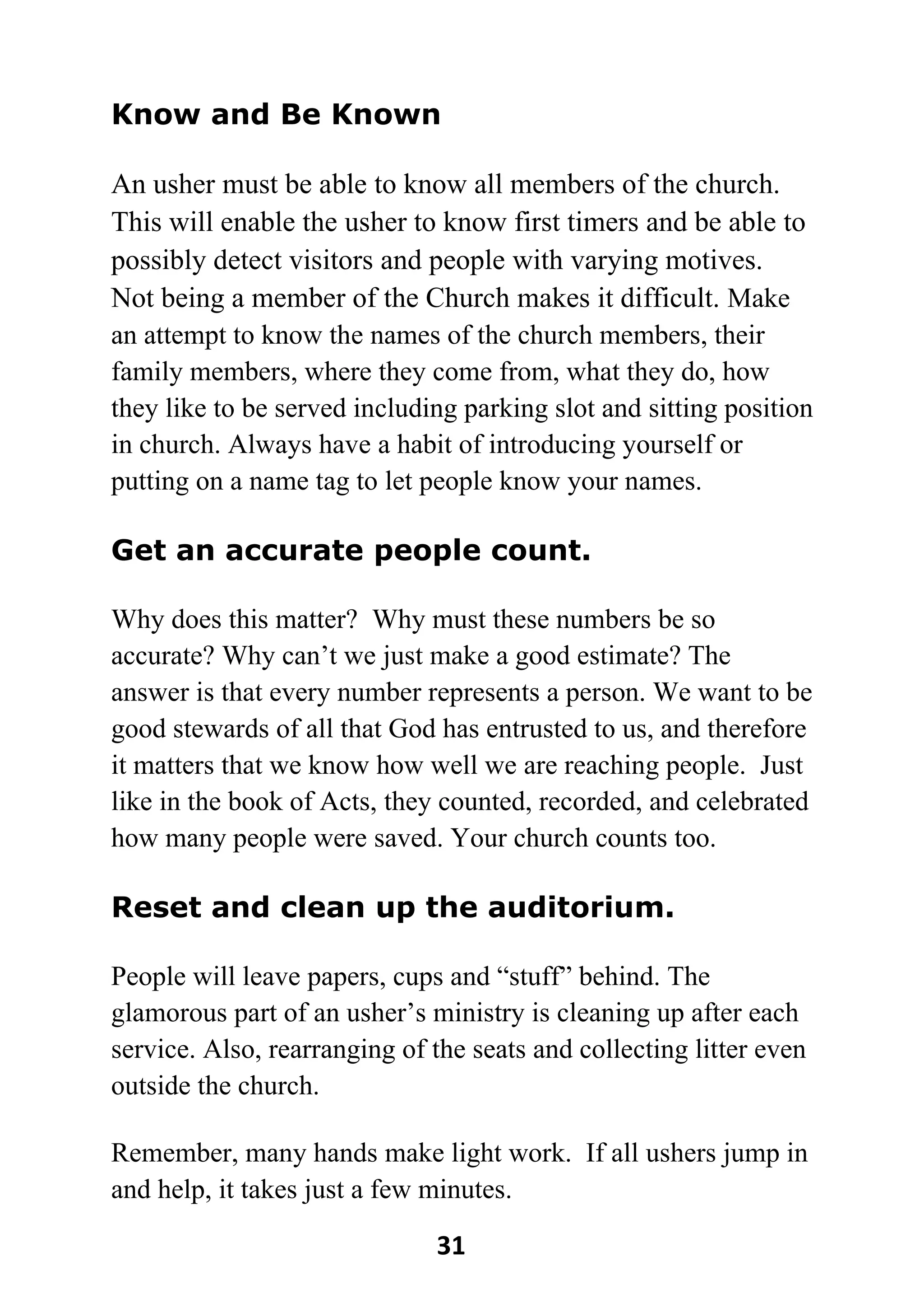 THE ART OF EFFECTIVE CHURCH USHERING TRAINING MANUAL | PDF