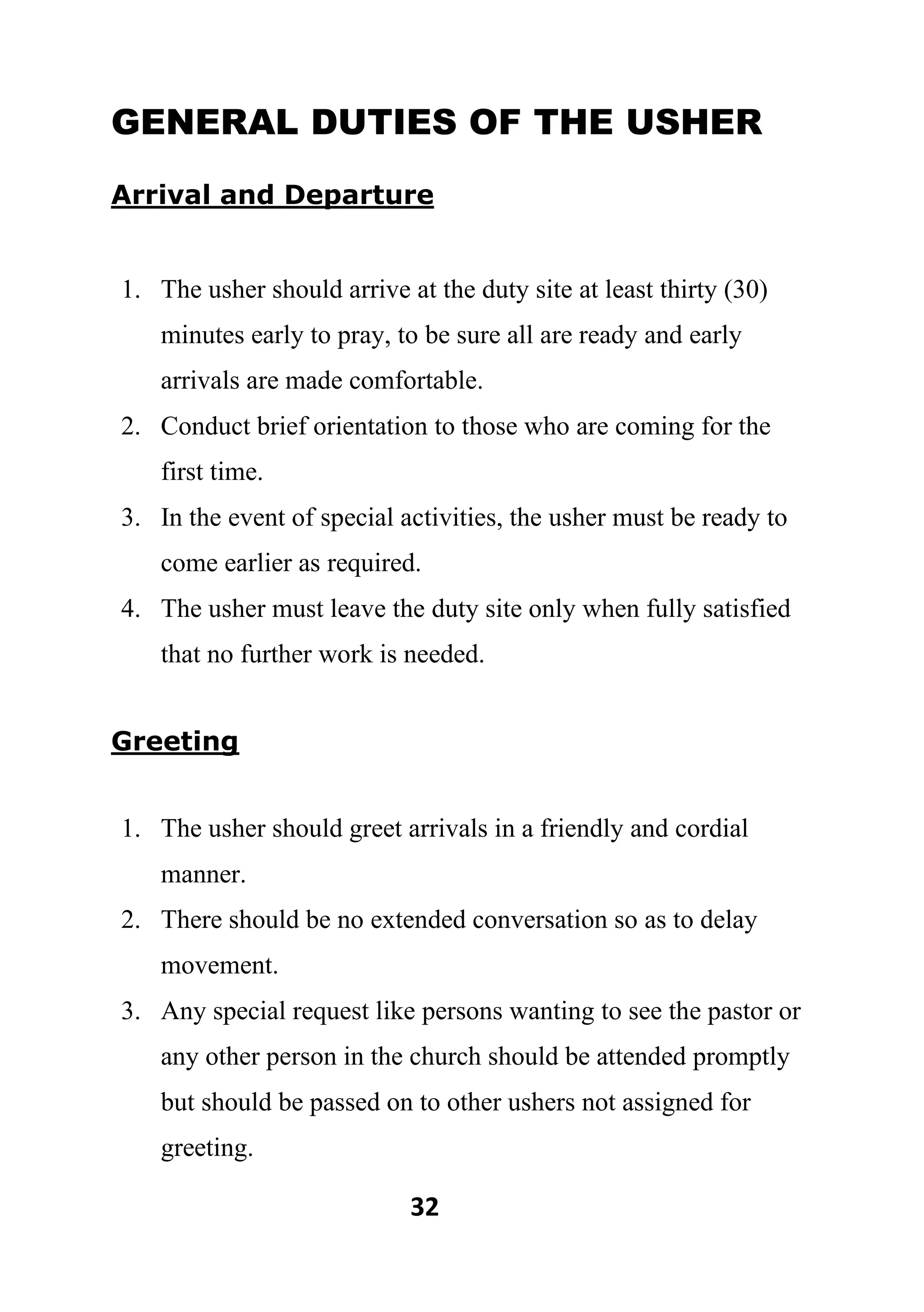 THE ART OF EFFECTIVE CHURCH USHERING TRAINING MANUAL | PDF