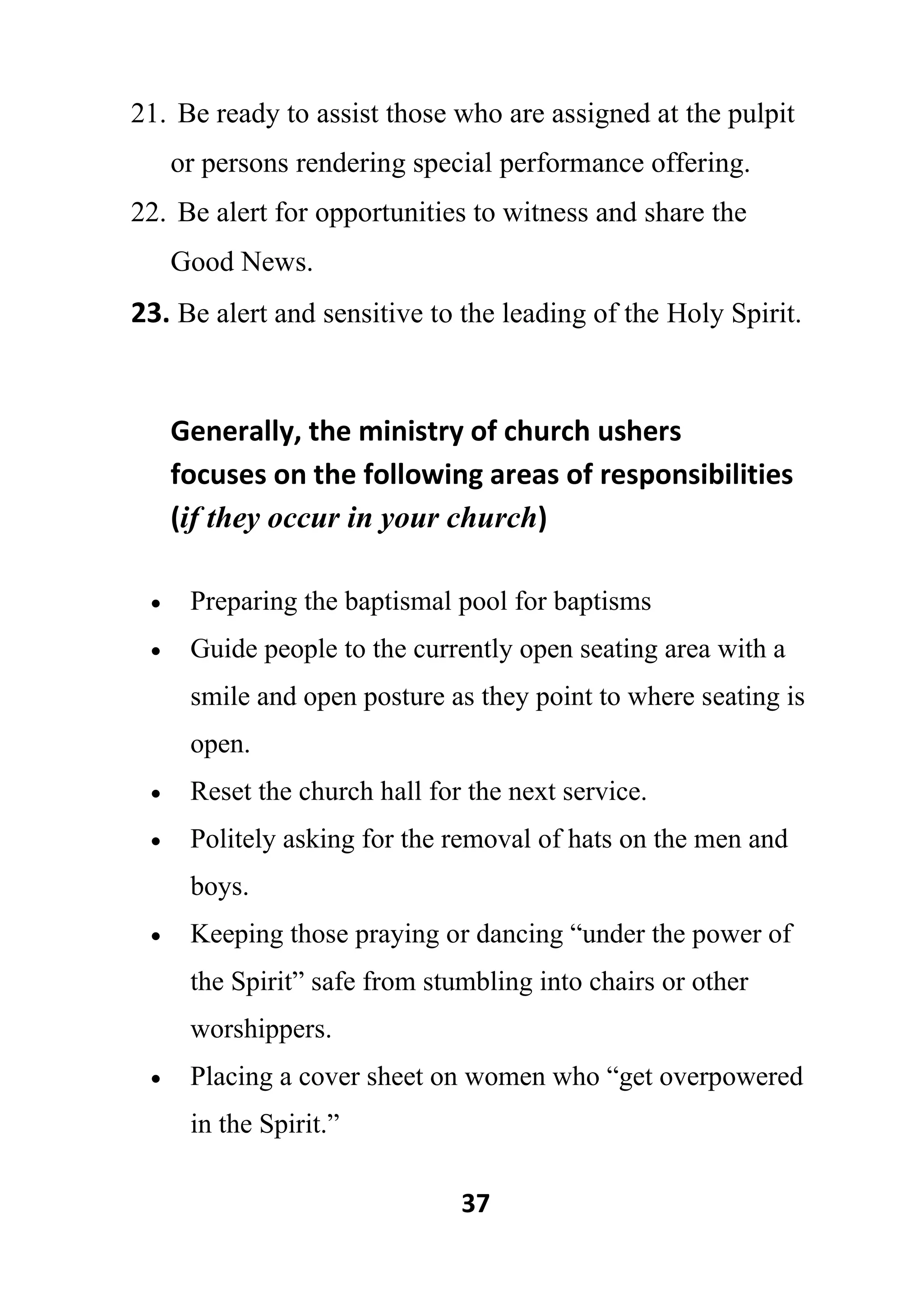 THE ART OF EFFECTIVE CHURCH USHERING TRAINING MANUAL | PDF