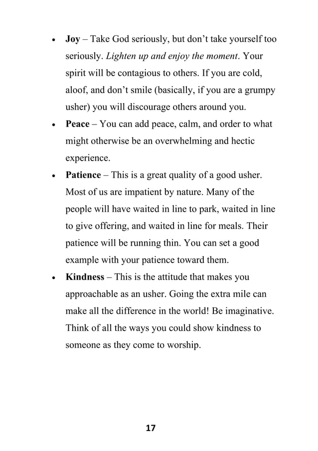 THE ART OF EFFECTIVE CHURCH USHERING TRAINING MANUAL | PDF