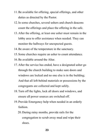 THE ART OF EFFECTIVE CHURCH USHERING TRAINING MANUAL | PDF