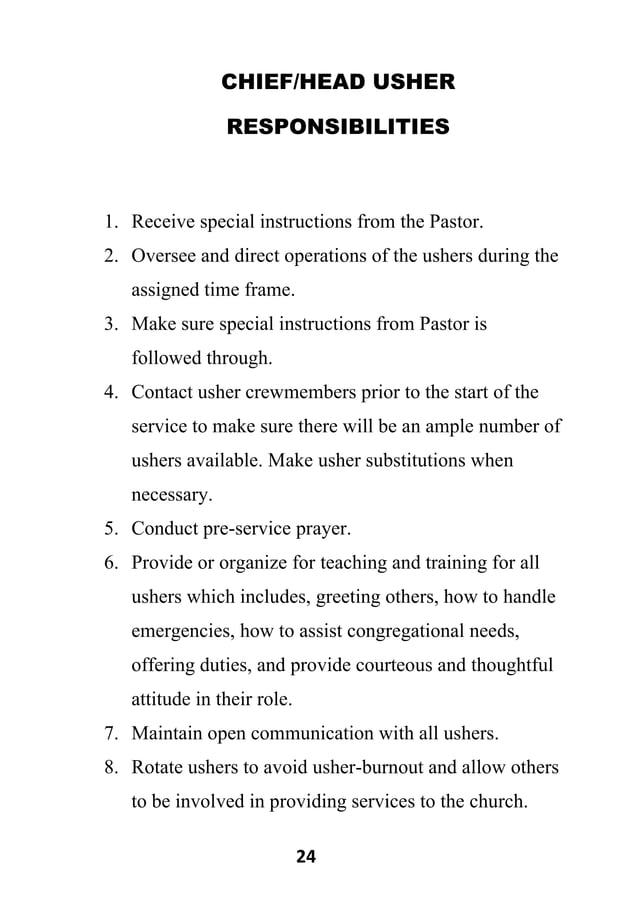 THE ART OF EFFECTIVE CHURCH USHERING TRAINING MANUAL | PDF