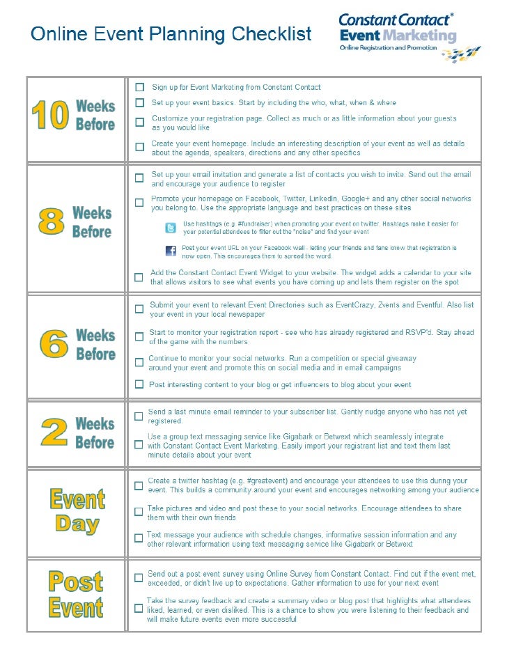 Online Event Planning Checklist Online Event Planning Checklist