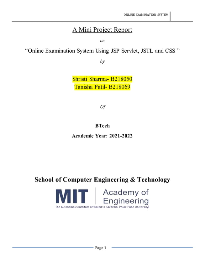 Online Examination Java Projectreport.docx | Web Development | Internet