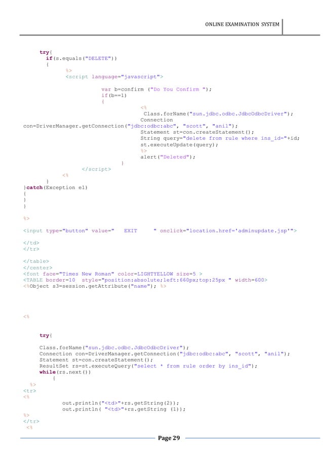 Online Examination Java Projectreport.docx | Web Development | Internet
