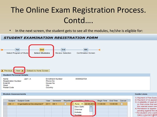 Online examination registration process for CCE students | PPT | Free ...